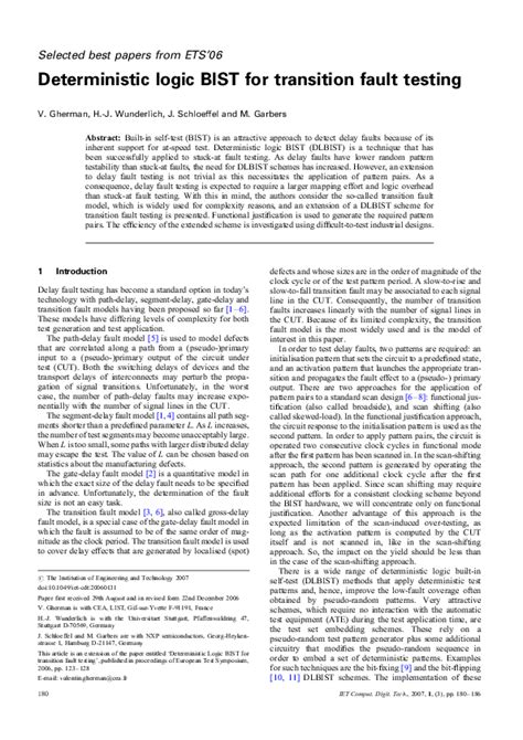 Pdf Deterministic Logic Bist For Transition Fault Testing