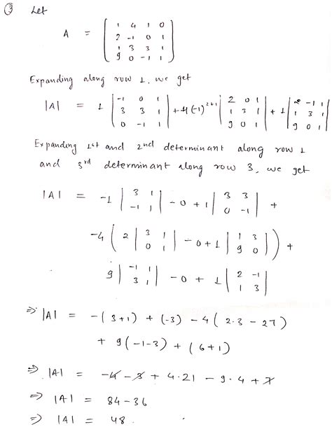 [solved] 3 Use The Cofactor Expansion To Find The Determinant Of The