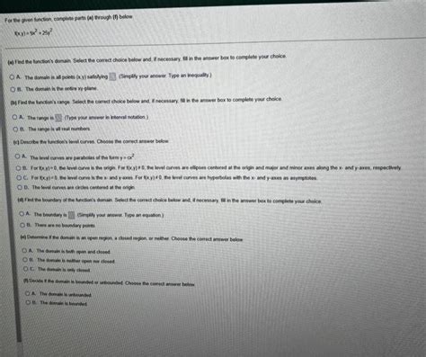 Solved For The Given Function Complete Parts A Through