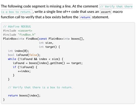 Solved The Following Code Segment Is Missing A Line At The