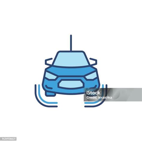 자율 주행 자동차 벡터 개념 파란색 아이콘 정면보기 감지기에 대한 스톡 벡터 아트 및 기타 이미지 감지기 개념 개성 개념 Istock
