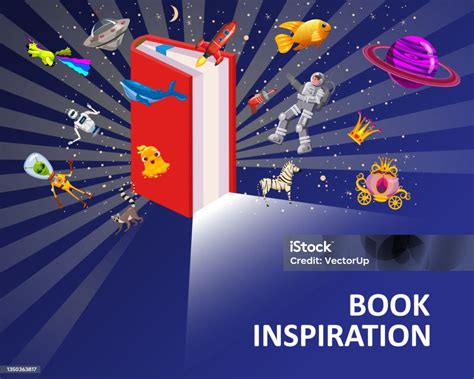 오픈 북 상상력 개념 배경 판타지와 창조적 인 요소 로켓 고래 Ufo 유니콘 우주인 금 물고기와 영감 독서 책 벡터 일러스트 만화 스타일 포스터 배너 템플릿 가리기에 대한