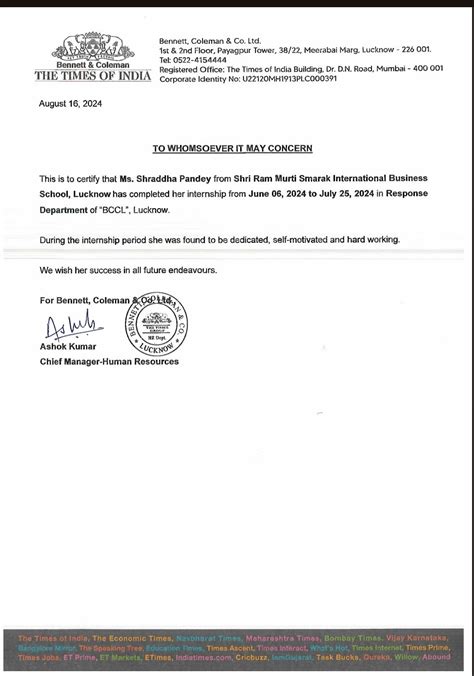 Shraddha Pandey On Linkedin Internship Timesofindia Professionalgrowth Gratitude