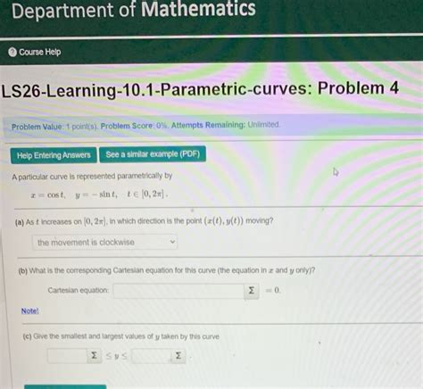 Solved Department Of Mathematics Course Help