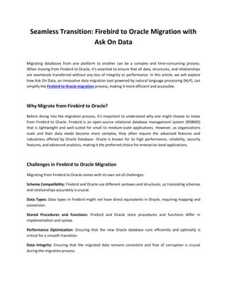 Seamless Transition Firebird To Oracle Migration With Ask On Data Pdf