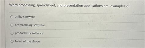 Solved Word Processing Spreadsheet And Presentation