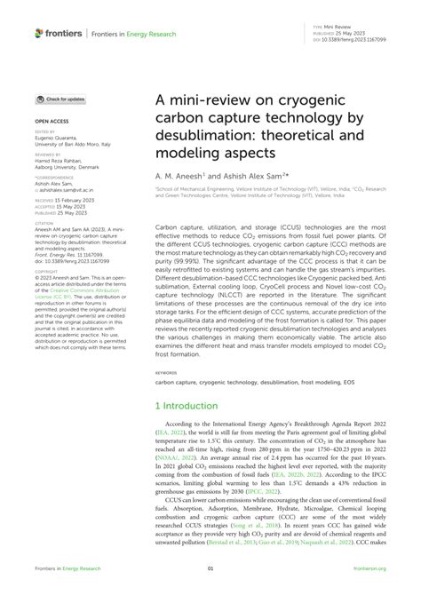 Pdf A Mini Review On Cryogenic Carbon Capture Technology By