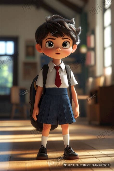 ai创作图q版校服 插画小学生 青春年少校园漫画人物 校服小朋友 穿校服的小朋友 3d卡通形象 q版小博士 插画阳光男孩 卡通写实漫画人物