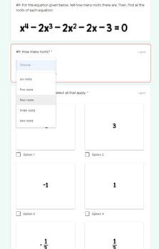 Polynomial Functions QUIZ Algebra 2 Google Forms Homework By Lisa Davenport