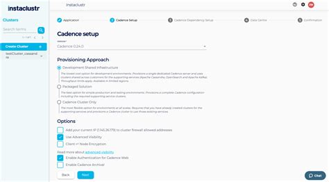 Creating An Advanced Visibility Cadence Cluster Instaclustr