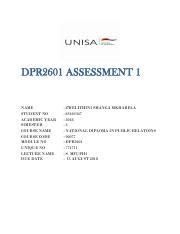 DPR ASSIGNMENT Pdf DPR ASSESSMENT NAME Babe NO ACADEMIC YEAR SIMESTER COURSE