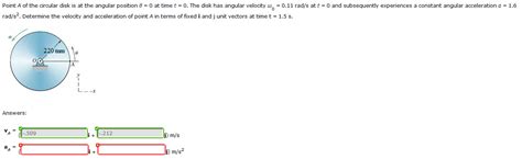 Solved Point A Of The Circular Disk Is At The Angular Chegg