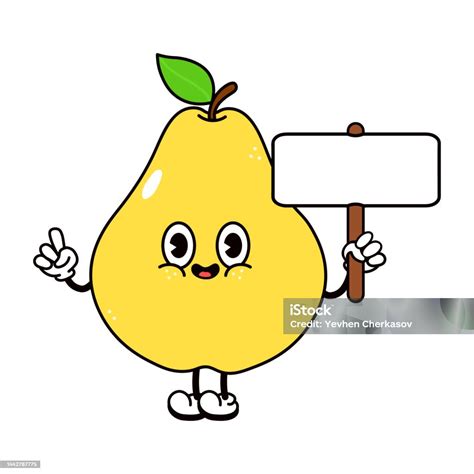 포스터와 귀여운 재미있는 배 캐릭터 벡터 손으로 그린 만화 카와이 캐릭터 일러스트 레이 션 아이콘 흰색 배경에 고립되어 있습니다 배 캐릭터 개념 개념에 대한 스톡 벡터 아트