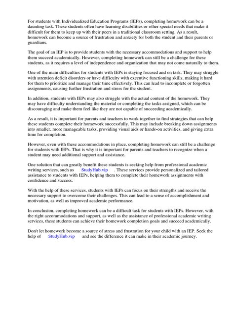 Homework Completion Goal For Iep Pdf Individualized Education