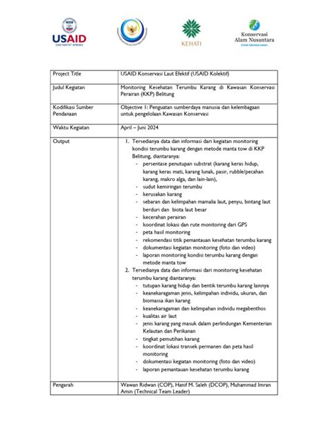 Apr June2024 Tor Monitoring Kesehatan Terumbu Karang Di Kawasan Konservasi Perairan Kkp