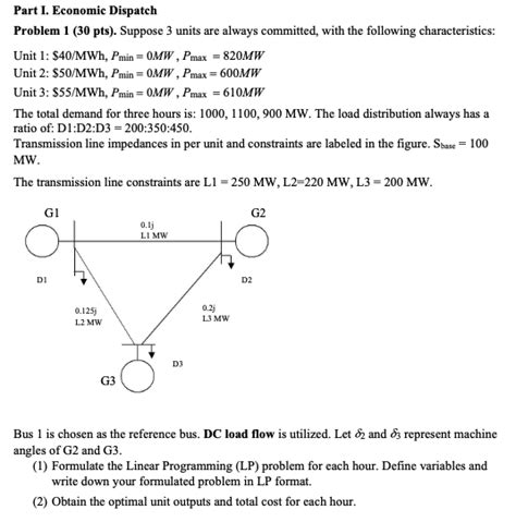 Part I Economic Dispatchproblem 1 30 ﻿pts