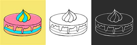 아이콘 집합입니다 컵 케이크 케이크 아이콘을 손으로 그리기 스타일 달콤한 페이스트리 귀여운 여러 가지 색세트 마시멜로 케이크 아이콘 핀 가리비에 대한 스톡 벡터 아트 및