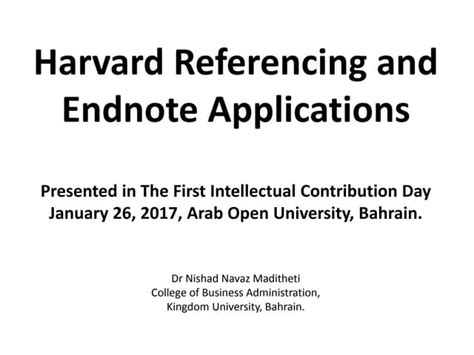 Harvard Referencing Endnote Applications Pptx