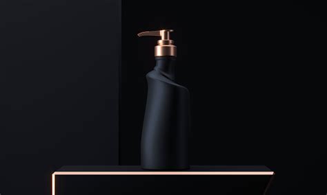 디스펜서 병 광고 화장품 템플릿 은 공기가없는 펌프 액체 젤 비누 로션 크림 샴푸 검은 배경에 목욕 거품 용기와 현실적인 병을