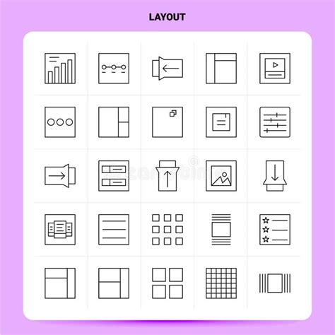 Outline 25 Layout Icon Set Vector Line Style Design Black Icons Set Linear Pictogram Pack