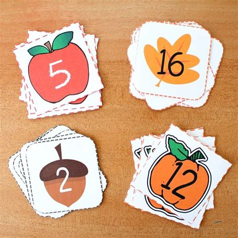 Printable Fall Number Cards And Hands On Ways To Use Them Fall Themed