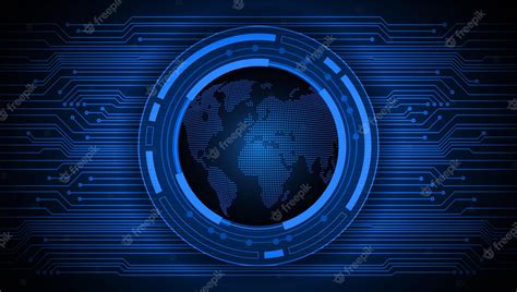 Premium Vector World Hud Binary Circuit Board Future Technology Blue Hud Cyber Security