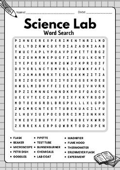 Science Lab Word Search Puzzle Worksheet Activity TPT