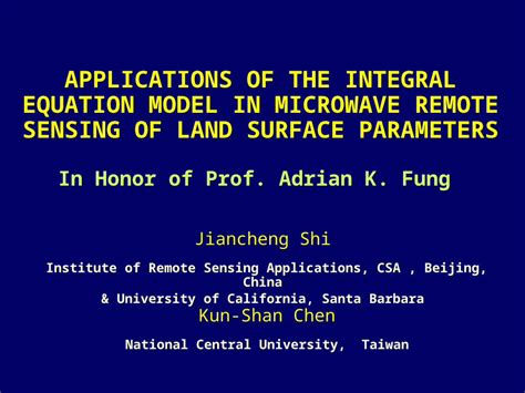 Ppt Applications Of The Integral Equation Model In Microwave Remote