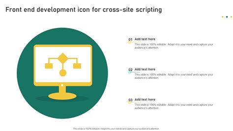 Front End Development Icon For Cross Site Scripting Ppt Presentation