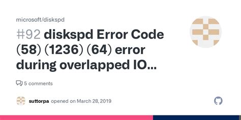 Diskspd Error Code 58 1236 64 Error During Overlapped Io Operation · Issue 92 · Microsoft