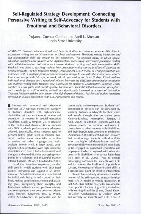 Pdf Self Regulated Strategy Development Connecting Persuasive