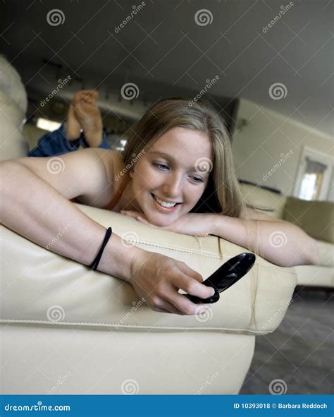 Texting And Checking Her Phone Messages Stock Photo Image Of Casual Mail