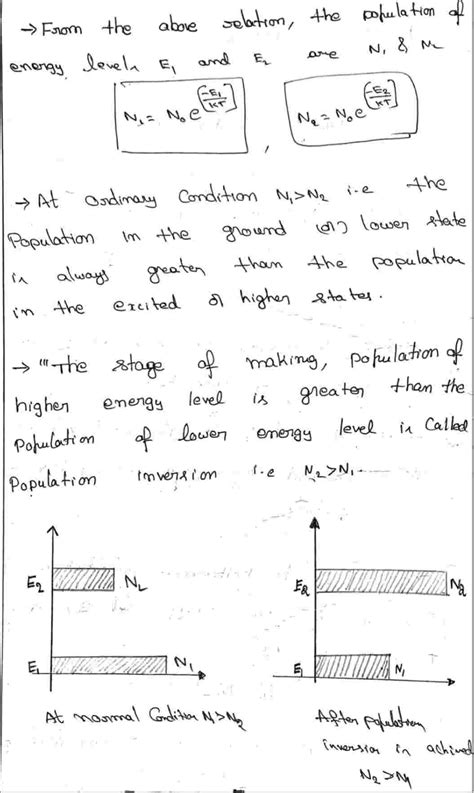 Population Inversion In Laser Hand Written Notes In  Format