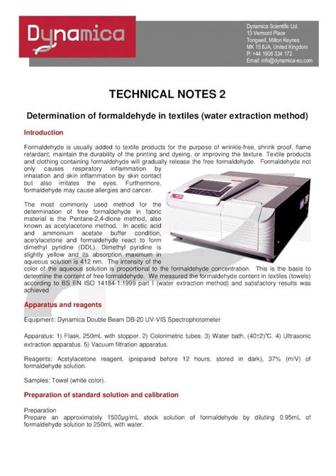 Pdf Determination Of Formaldehyde In Textiles Dokumen Tips