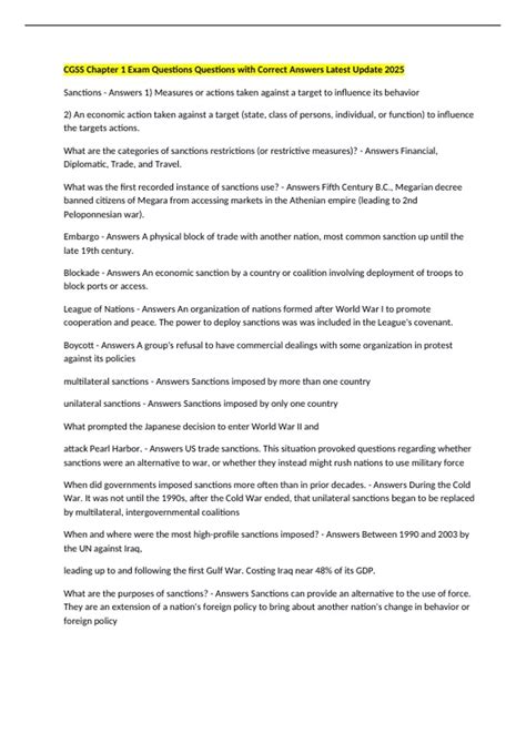 Cgss Chapter 1 Exam Questions Questions With Correct Answers Latest Update 2025 Cgss Stuvia Us