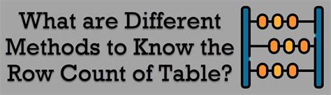 What Are Different Methods To Know The Row Count Of Table Interview