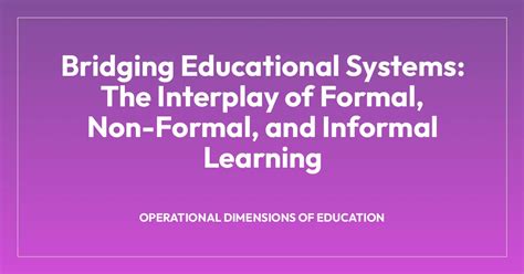 Bridging Educational Systems The Interplay Of Formal Non Formal And Informal Learning