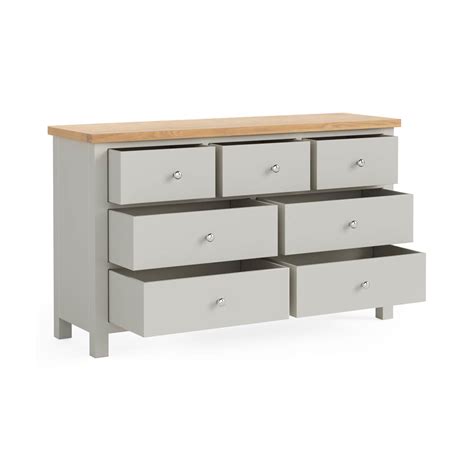 Hartside Grey 3 Over 4 Chest Of Drawers Assembled Oak World