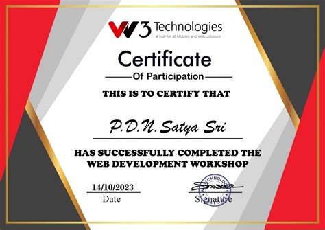 Dhana Sri Navya Satyasri Peddireddy On Linkedin Successfully Completed Web Development Workshop