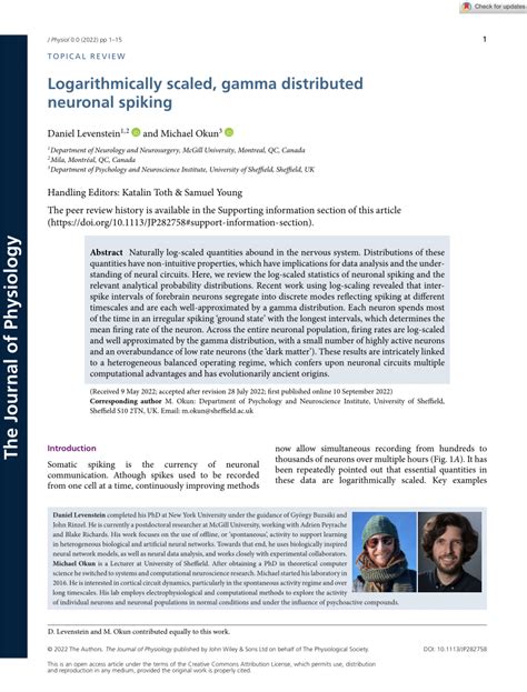 Pdf Logarithmically Scaled Gamma Distributed Neuronal Spiking