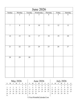 June 2026 Calendar Templates