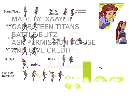 Starfire Sprite Sheet By Xaayer On Deviantart