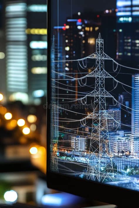 Cad Software Displaying A Detailed Plan Of Power Grid Distribution In