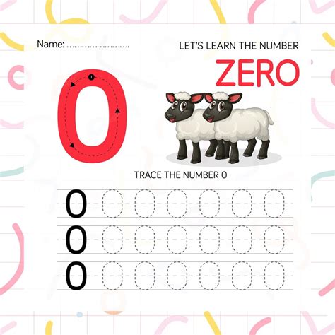 Premium Vector Handdrawn Tracing Numbers Worksheet Template Number 0