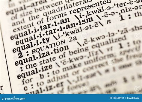 Equality Equalize Equal Diversity Justice Dictionary Stock Image