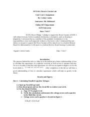 EET L Unit Lab Colton Combs Docx EET L Electric Circuits Lab Unit Lab Assignment By