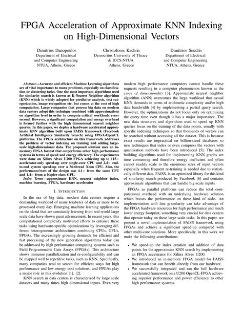 Pdf Fpga Acceleration Of Approximate Knn Indexing On High Dimensional Vectors