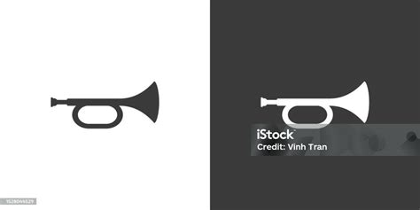 나팔 플랫 웹 아이콘입니다 나팔 로고 디자인 금관 악기 간단한 나팔 기호 실루엣 아이콘은 반전된 색상입니다 나팔 솔리드 블랙 아이콘 벡터 디자인입니다 악기 개념