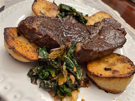 Sous Vide Chuck Eye Steak With Red Wine Pan Sauce Sautéed Rainbow