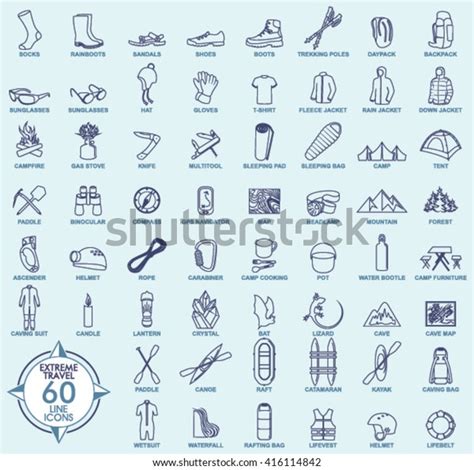 Vector Set Thin Line Icons Outdoor Stock Vector Royalty Free